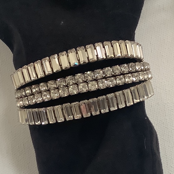 Swarovski | Jewelry | Swarovski 3 Clear Stone Stretchy Bracelets 78 ...